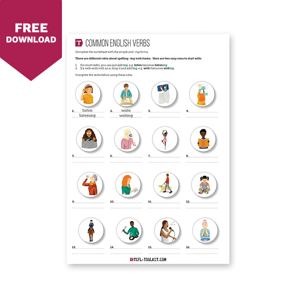 25 Common English Verbs | EFL Worksheet – TEFL-Toolkit.com