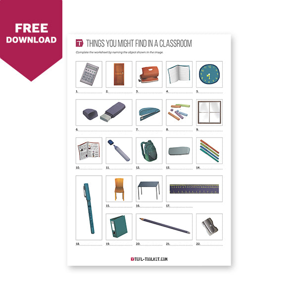 Classroom Objects | EFL Worksheet | TEFL Toolkit – TEFL-Toolkit.com