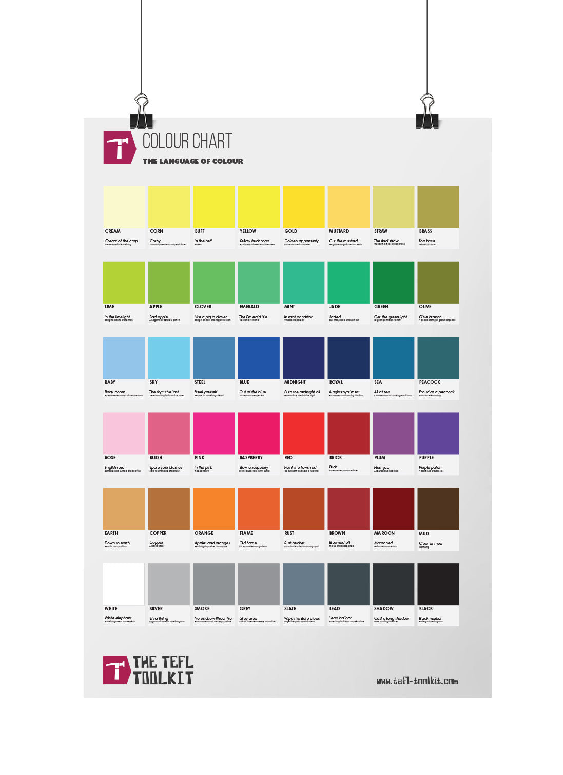 English Colour Chart | EFL Classroom Poster – TEFL-Toolkit.com