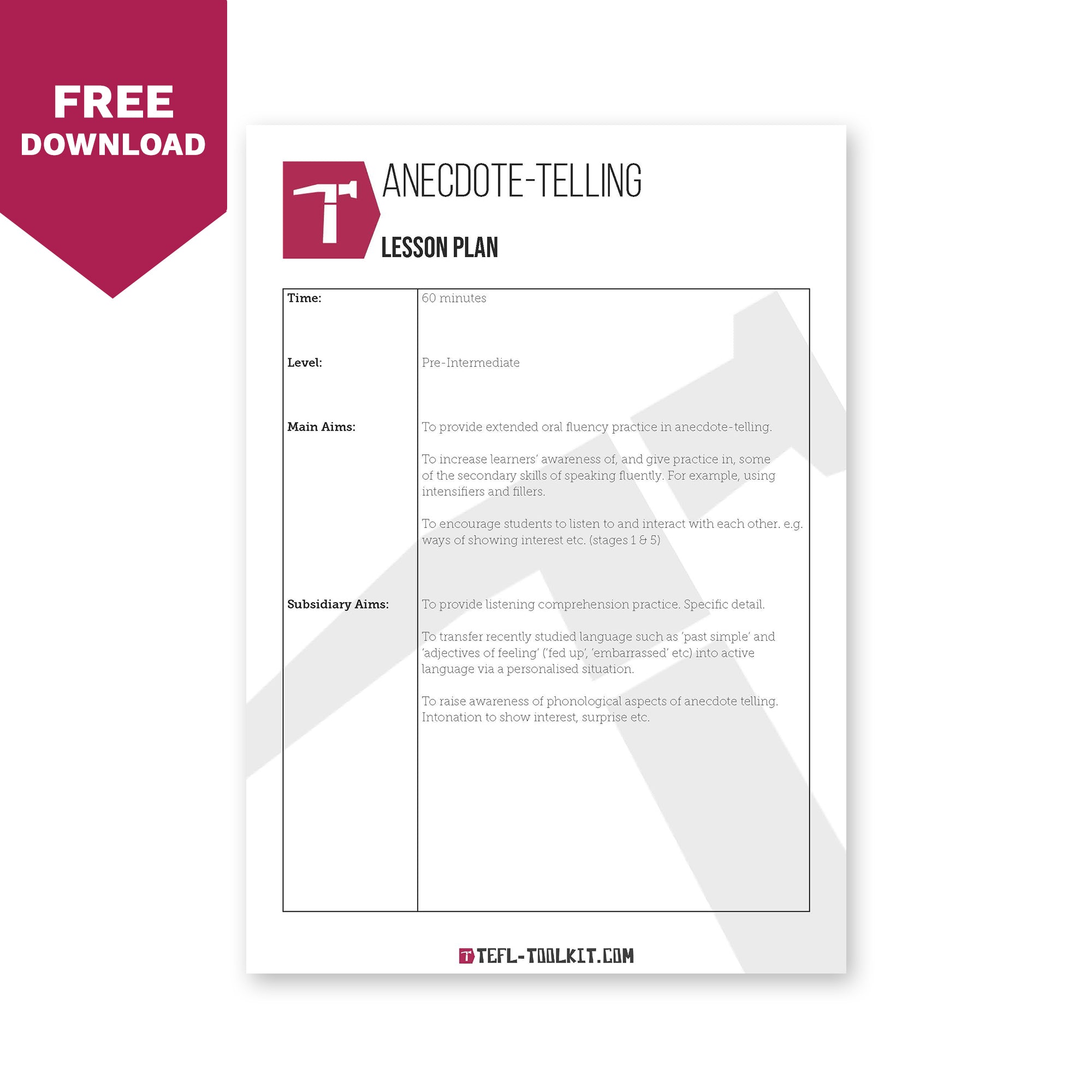 Anecdote-telling Lesson Plan | Conversational English for Adults | EFL ...