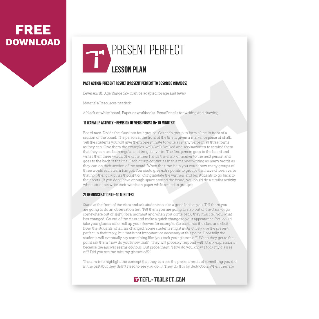 Present Perfect | EFL Lesson Plan – TEFL-Toolkit.com