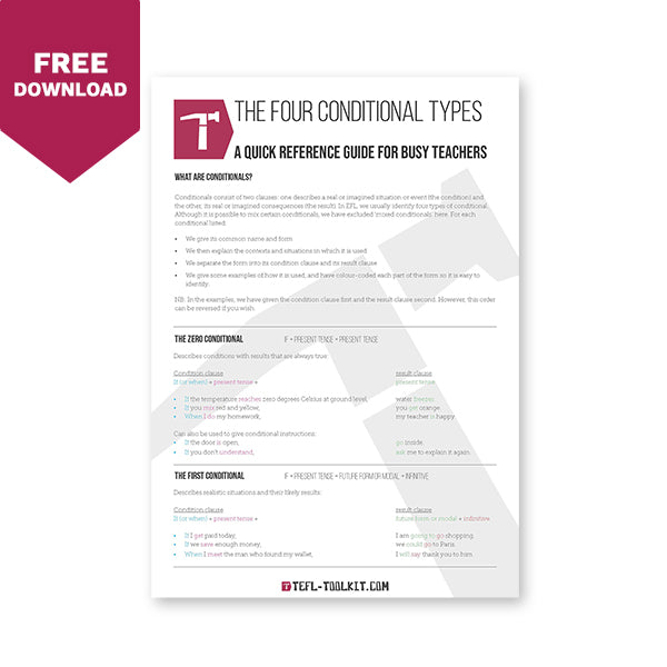 The Four Conditional Types | A Quick Reference Guide for Teachers | EF ...